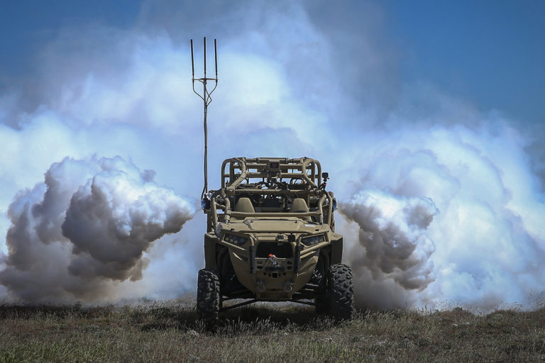 A Screening Obscuration Module (SOM) attached to a Utility Task Vehicle ...